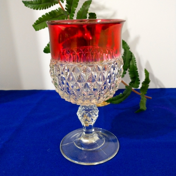 Dining | Kings Crown Vtg Red Rim And Clear Goblet | Poshmark